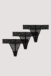 3 Pack Lace Thong Black Na Kd
