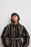 Belted Striped Coat Stripe | NA-KD