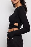 Drawstring Cut Out Top Black | NA-KD