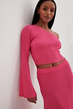 Fine Knitted Wide Sleeve Top Pink | NA-KD