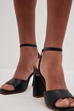 Flared Heel Ankle Strap Sandals Black | NA-KD