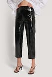 High Waisted Patent Pants Schwarz | NA-KD