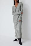 Knitted Deep V-Neck Maxi Dress Grey | NA-KD