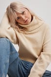 Knitted Turtle Neck Sweater Beige | NA-KD