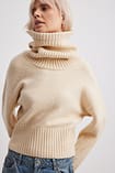 Knitted Turtle Neck Sweater Beige | NA-KD