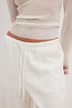 Linen Blend Drawstring Trousers Offwhite | NA-KD