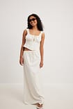 Linen Blend Gathered Tie Detail Top Offwhite | NA-KD