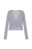 Long Sleeve Sheer Overlap Top Purple | NA-KD