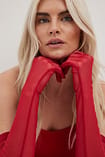Mesh Gloves Red | NA-KD