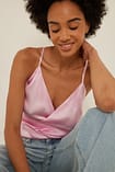 V-neck Satin Singlet Pink | NA-KD