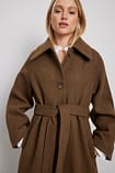Back Slit Long Coat Brown | NA-KD