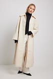Back Slit Long Coat Beige | NA-KD