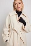 Back Slit Long Coat Beige | NA-KD