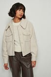 Big Sleeve Chest Pocket Jacket Beige | NA-KD