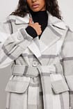 Checked Oversized Belted Coat Checkered | NA-KD
