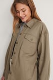 Cotton Belted Cargo Jacket Green | NA-KD