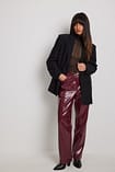 Crincled PU Pants Red | NA-KD