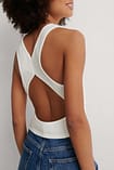 Cross Back Rib Singlet Offwhite | NA-KD