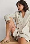 Double Breasted Linen Blazer Beige | NA-KD