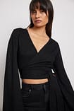 Glitter Knitted Wrap Top Black | NA-KD