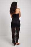 Neckholder-Maxikleid mit Drapierung Schwarz | NA-KD