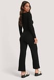 High Waist Ribbed Pants Black | NA-KD