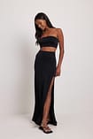 High Waist Slit Maxi Skirt Black | NA-KD