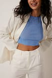 Long Sleeve Knitted Top Blue | NA-KD