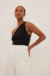 One Shoulder Back Strap Body Black | NA-KD