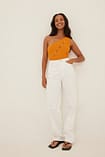 One Shoulder Rhinestone Button Top Orange | NA-KD