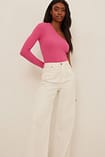 One Shoulder Rib Top Pink | NA-KD