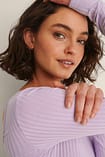 Deep Round Neck Rib Top Purple | NA-KD