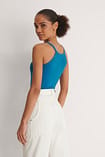 High Neck Ribbed Body Blue | NA-KD
