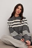 Rib Knitted Striped Sweater Grey | NA-KD