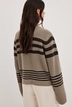 Rib Knitted Striped Sweater Brown | NA-KD