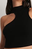 Ribbed Cut Out Crop Top Black | NA-KD