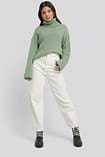 Ribbed Knitted Turtleneck Sweater Green | NA-KD