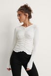 Rouched Rib Top Offwhite | NA-KD
