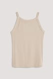 Round Neck Rib Singlet Beige | NA-KD