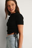 Short Sleeved Drawstring Top Black | NA-KD