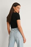 Short Sleeved Drawstring Top Black | NA-KD