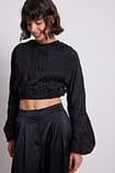 Structured Long Sleeve Tie Blouse Black | NA-KD