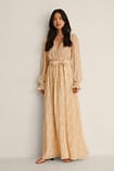 Structured Overlap V-Neck Maxi Dress Flower | NA-KD