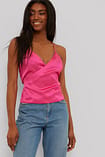 V-neck Satin Singlet Pink | NA-KD