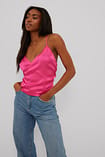 V-neck Satin Singlet Pink | NA-KD