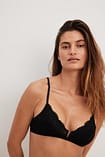 V Wire Soft Lace Bra Black Na Kd