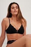 V Wire Soft Lace Bra Black Na Kd