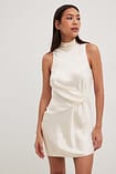 Open Back Tie Detail Mini Dress Offwhite | NA-KD