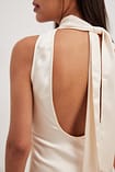 Open Back Tie Detail Mini Dress Offwhite | NA-KD