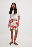 Overlap Mini Skirt Flower Na Kd